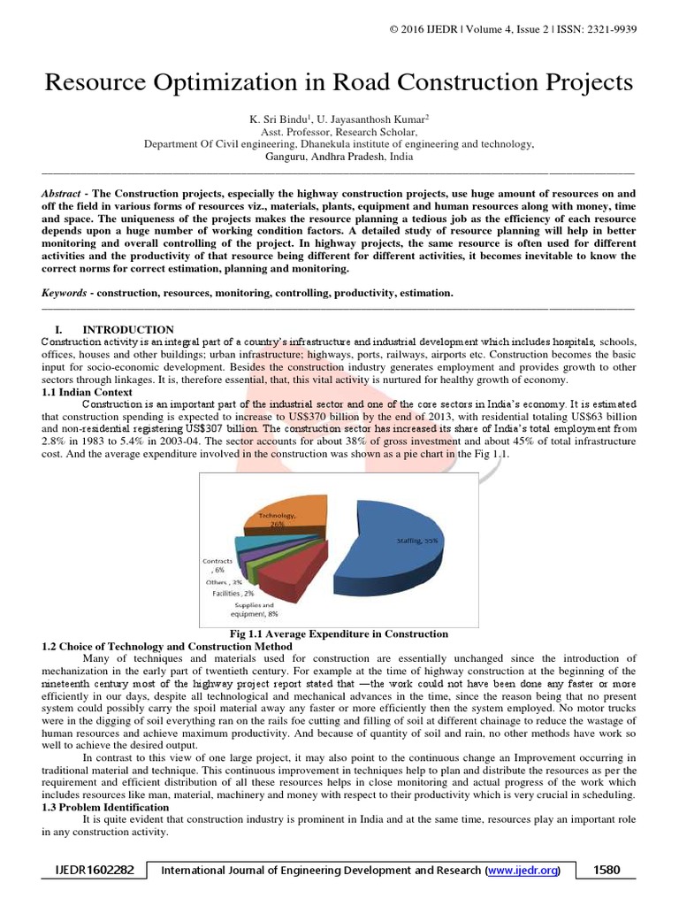 Resource Optimization in Road Construction Projects | PDF ...