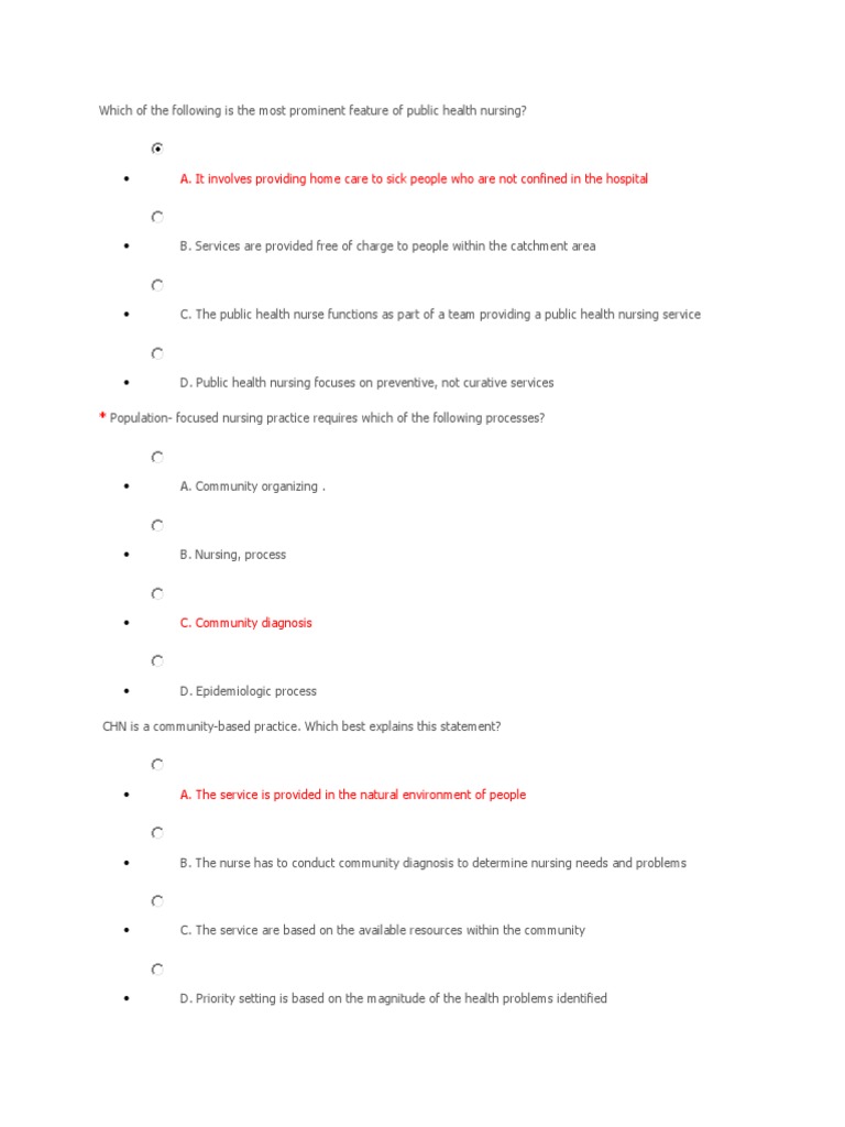 CHN Test 10 - 5 | PDF | Public Health | Preventive Healthcare