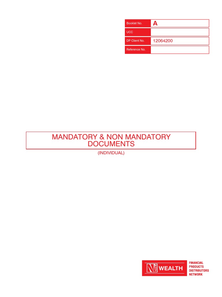 Mandatory & Non Mandatory Documents: Booklet No | PDF | Stocks ...