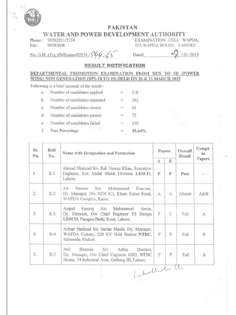 Wapda DPE Result | PDF