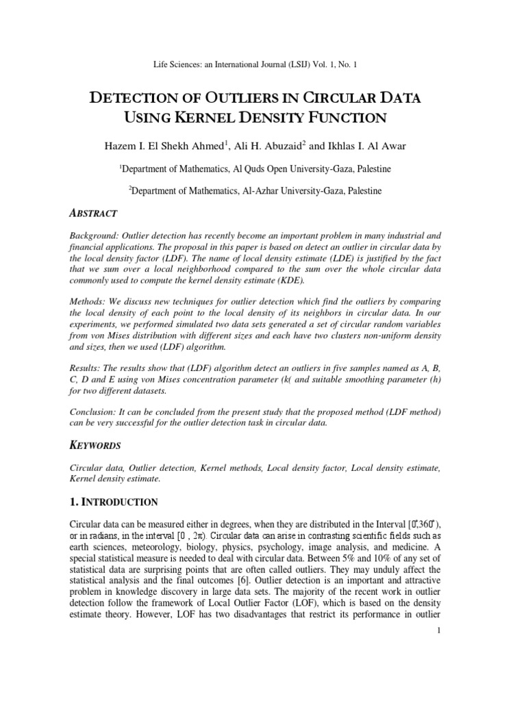 Detection of Outliers in Circular Data U PDF | PDF | Outlier | Estimator