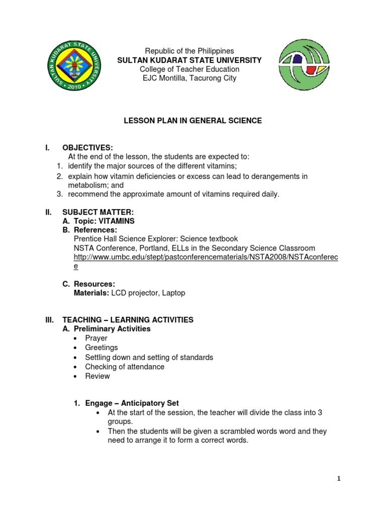 Biochemistry Lesson Plan | PDF | Vitamin B12 | Vitamin