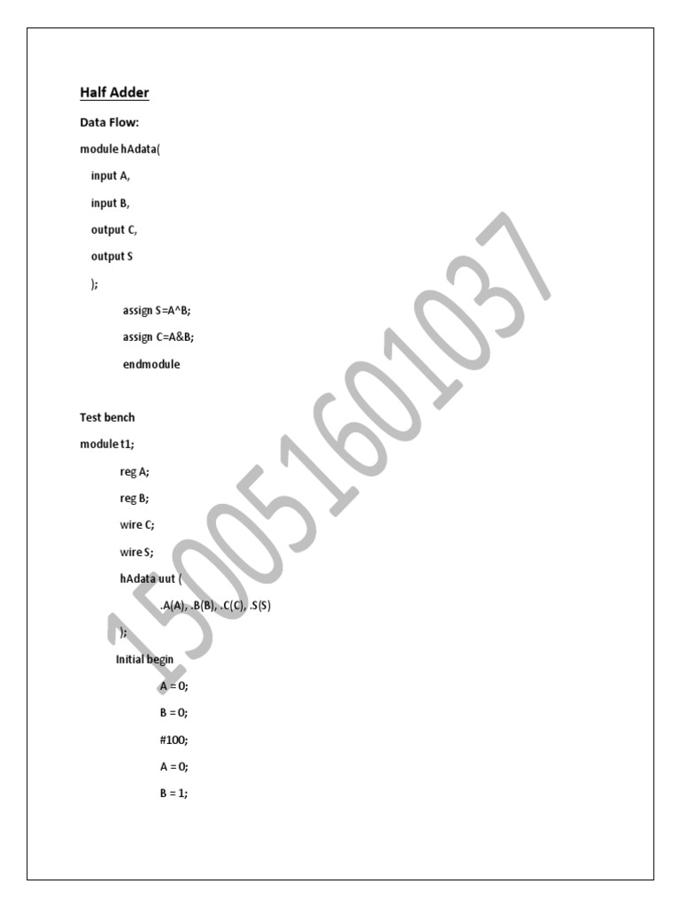 Half Adder: Data Flow | Download Free PDF | Digital Electronics ...
