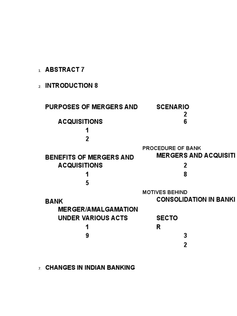 Mergers and Acquisitions in Indian Banking Sector | PDF | Mergers And ...