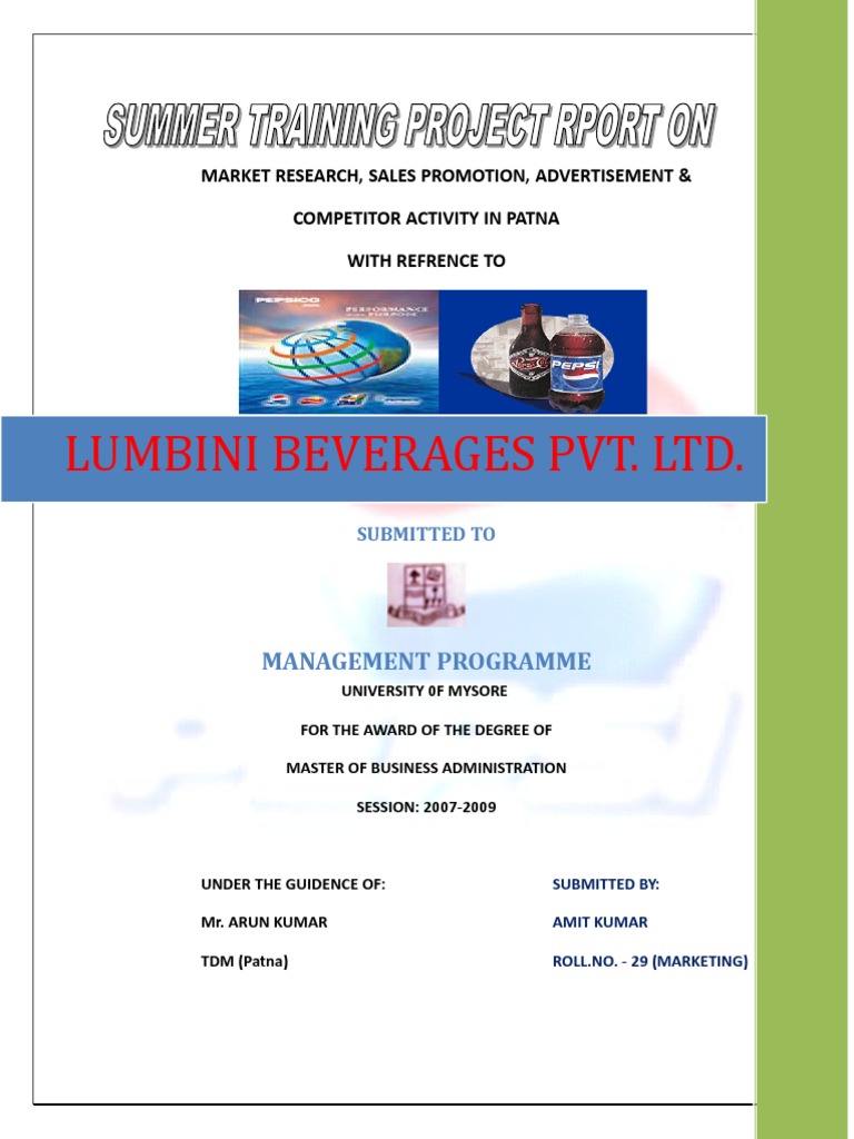 Pepsi Project | PDF | Pepsi Co | Pepsi