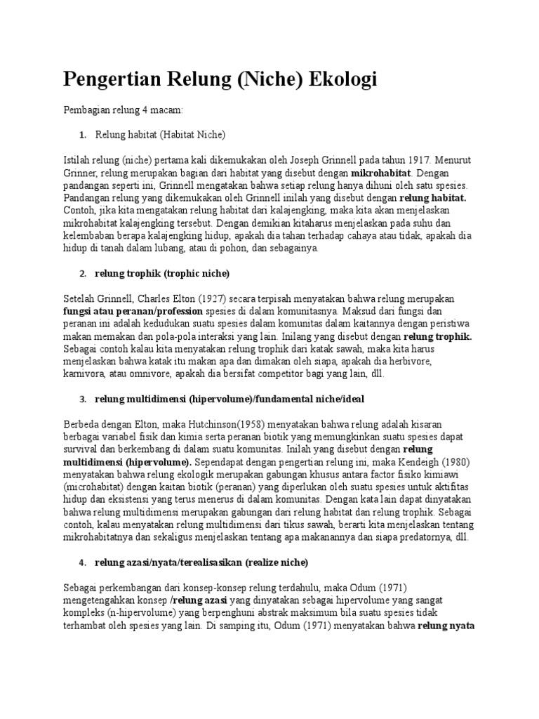 Pengertian Relung Ekologi | PDF | Ilmu Sosial
