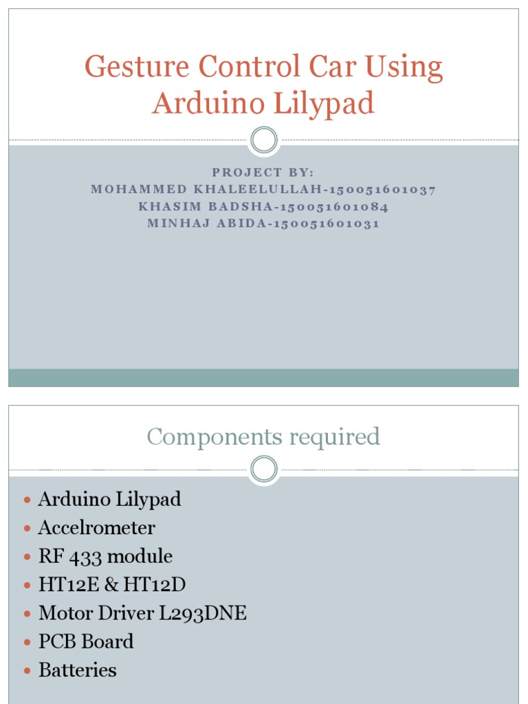 Gesture Control Car Using Arduino Lilypad | PDF | Accelerometer ...