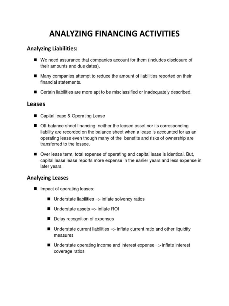 Analyzing Financing Activities | PDF | Off Balance Sheet | Balance Sheet
