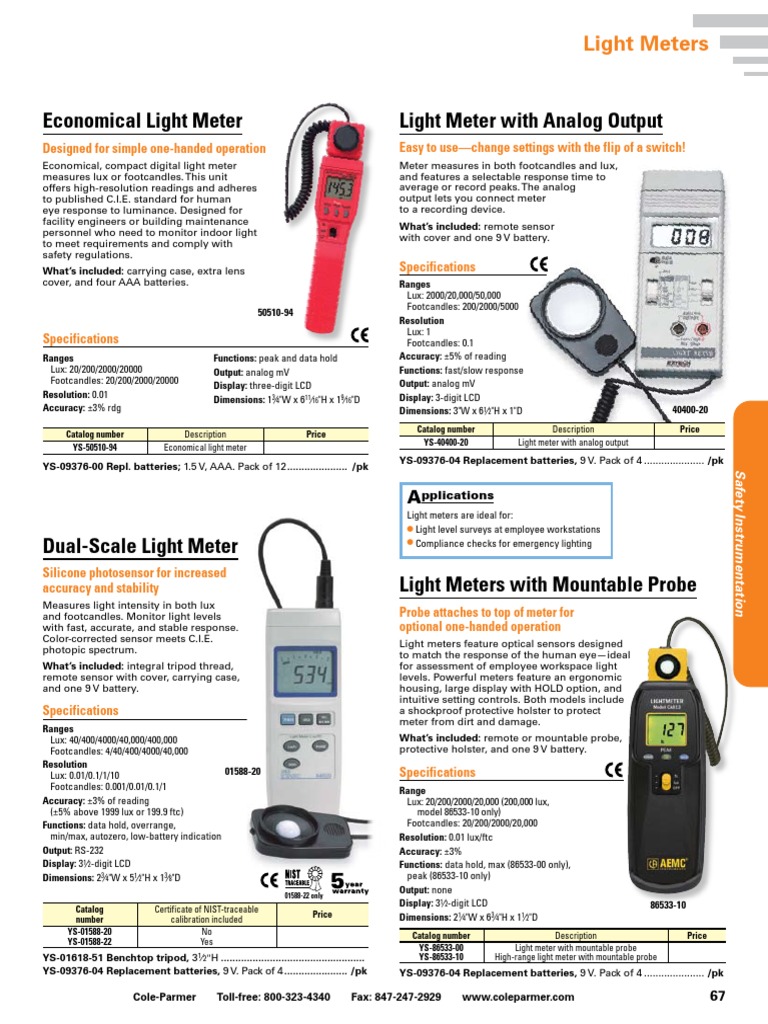 Comparing Light Meters: Economical, Dual-Scale, and High-Range Models ...