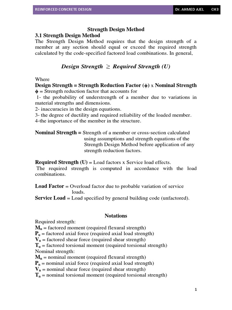 CH 3 Strength Design Method | PDF | Beam (Structure) | Reinforced Concrete