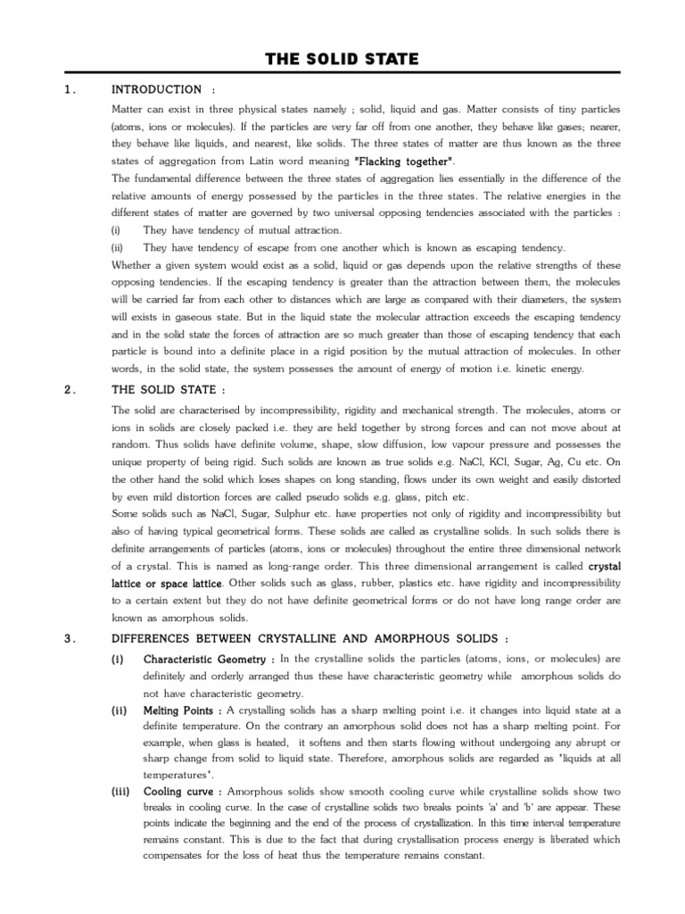 Solid State | PDF | Ionic Bonding | Crystal Structure