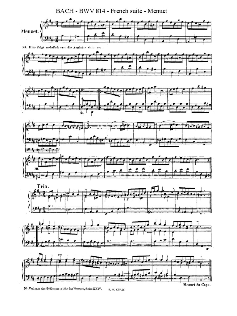 Bach, BWV 814 - Menuet | PDF