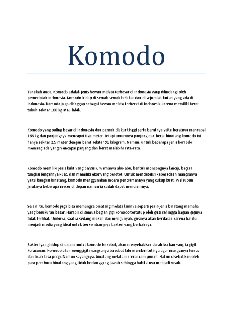 Observasi Komodo Ciri Dan Ancaman Pdf Sains Matematika