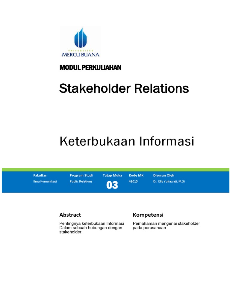 Modul Pertemuan Ketiga Stakeholder Relations | PDF