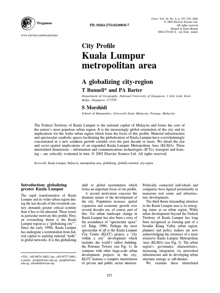 City Profile Kuala-Lumpur | PDF | City | Malaysia