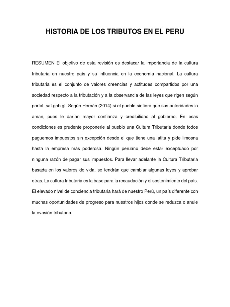 Historia de Los Tributos en El Peru | PDF | Impuestos | Imperio Inca