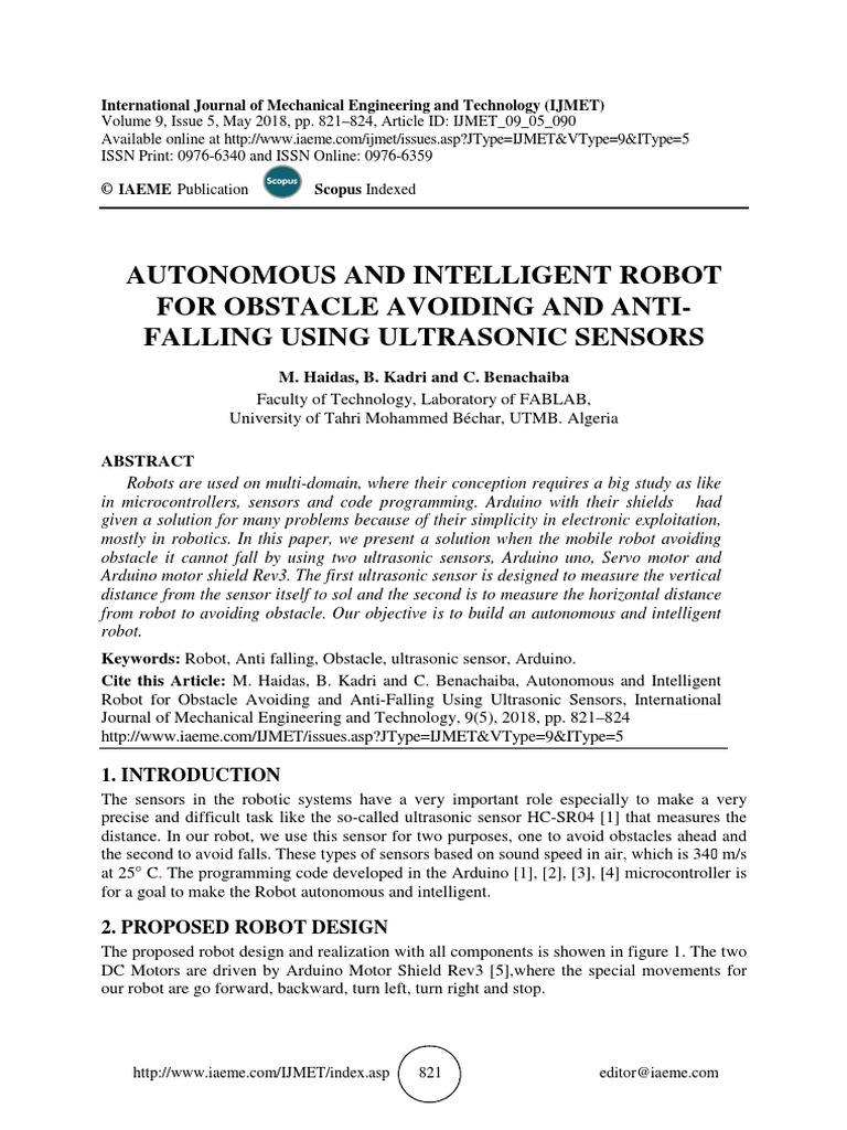 Autonomous and Intelligent Robot For Obstacle Avoiding and Antifalling ...