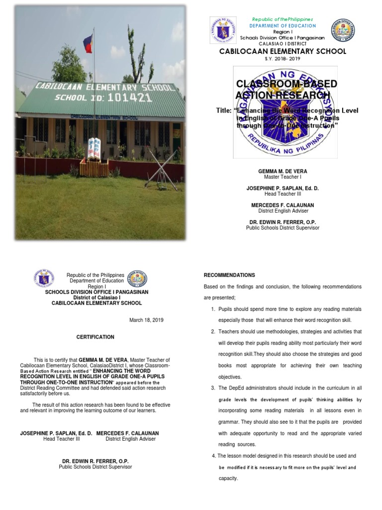 Classroom Based Action Research | PDF | Teachers | Reading (Process)