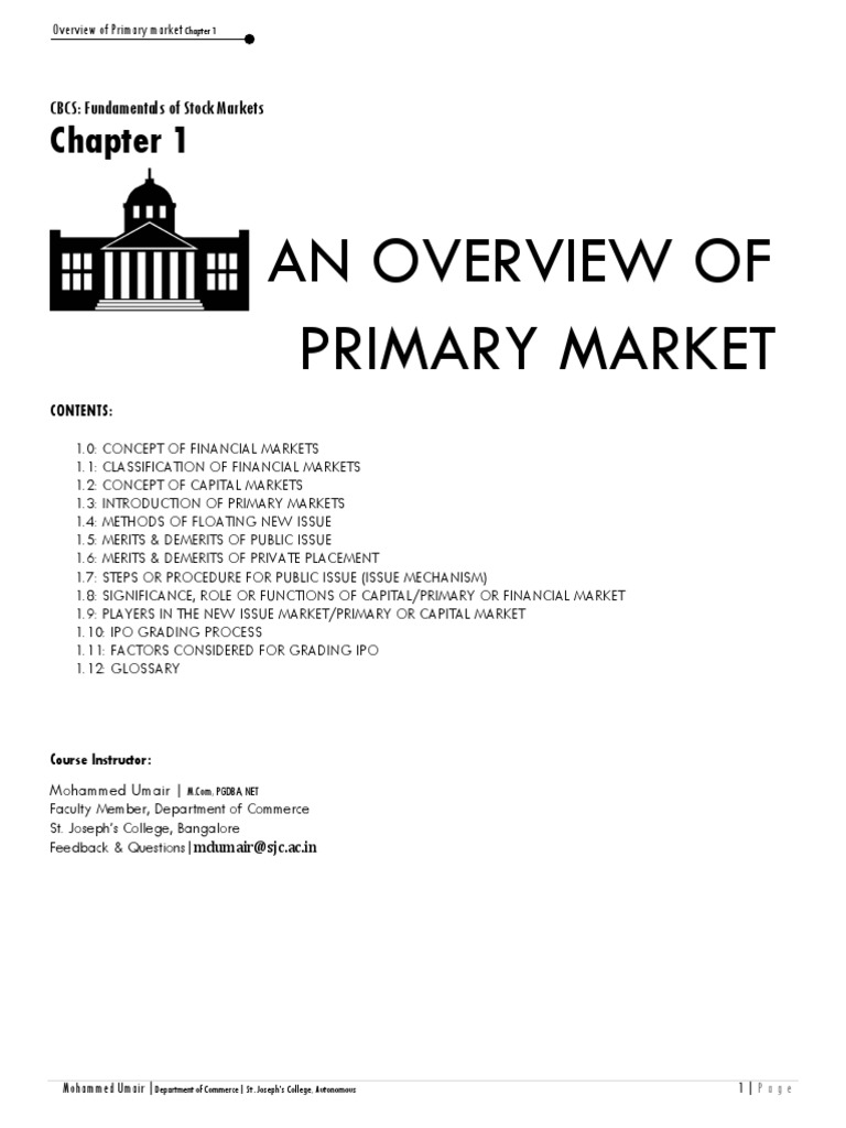 Intro to Primary Market Basics | PDF | Financial Markets | Securities ...