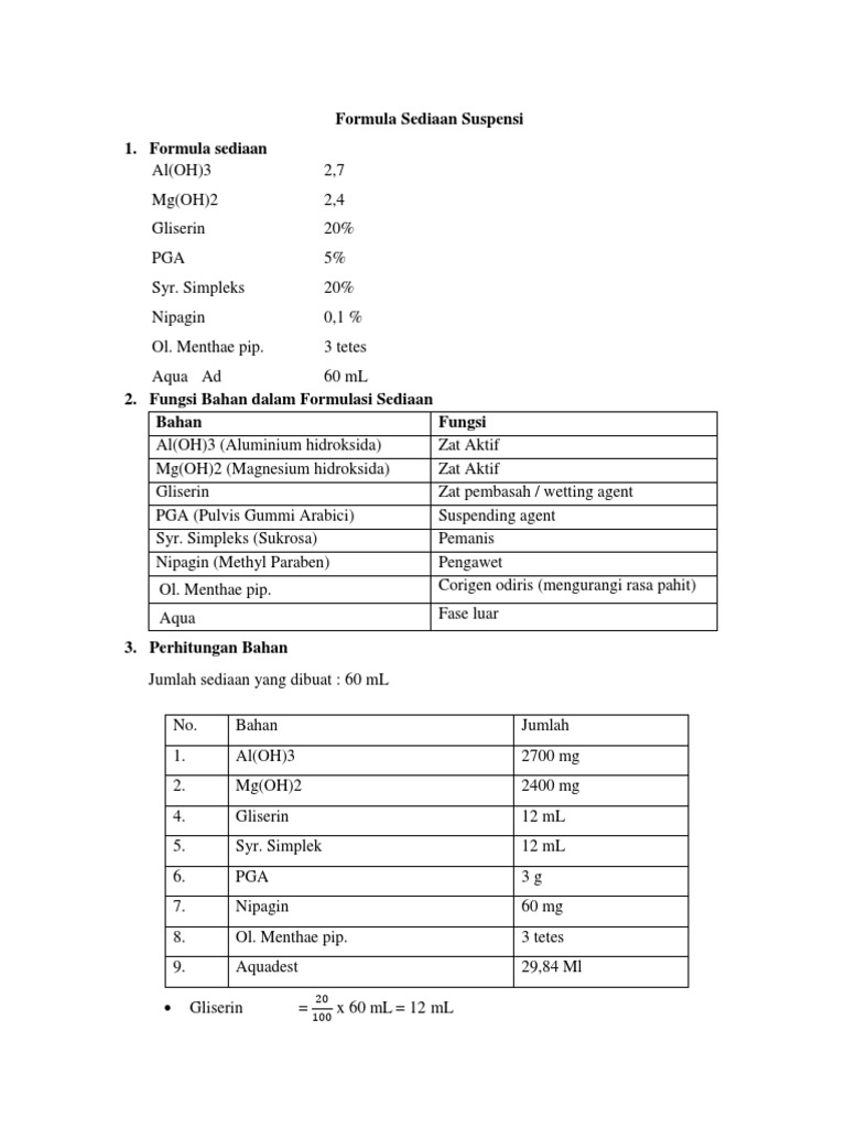 TUGAS Formula Sediaan Suspensi | PDF