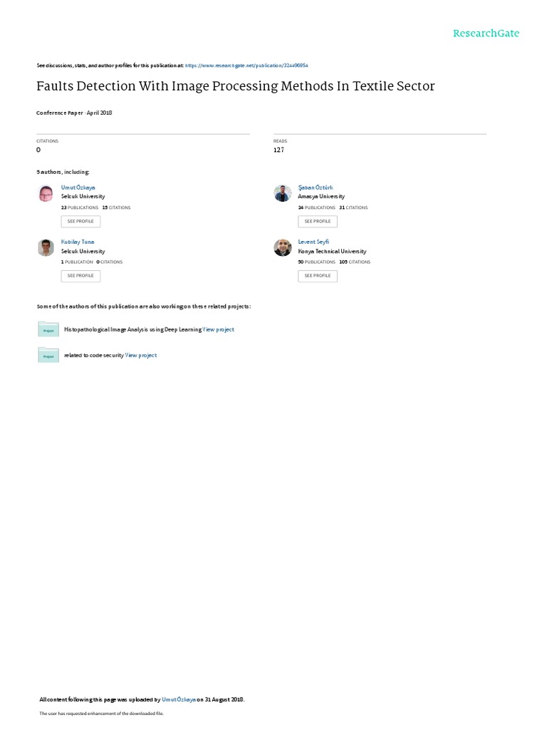 Faults Detection With Image Processing Methods in Textile Sector | PDF | Spectral Density ...