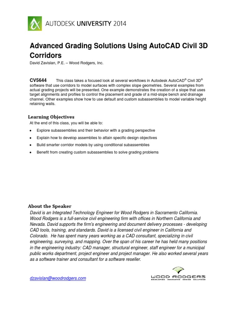 Advanced Grading Solutions Using Autocad Civil 3D Corridors: Learning ...