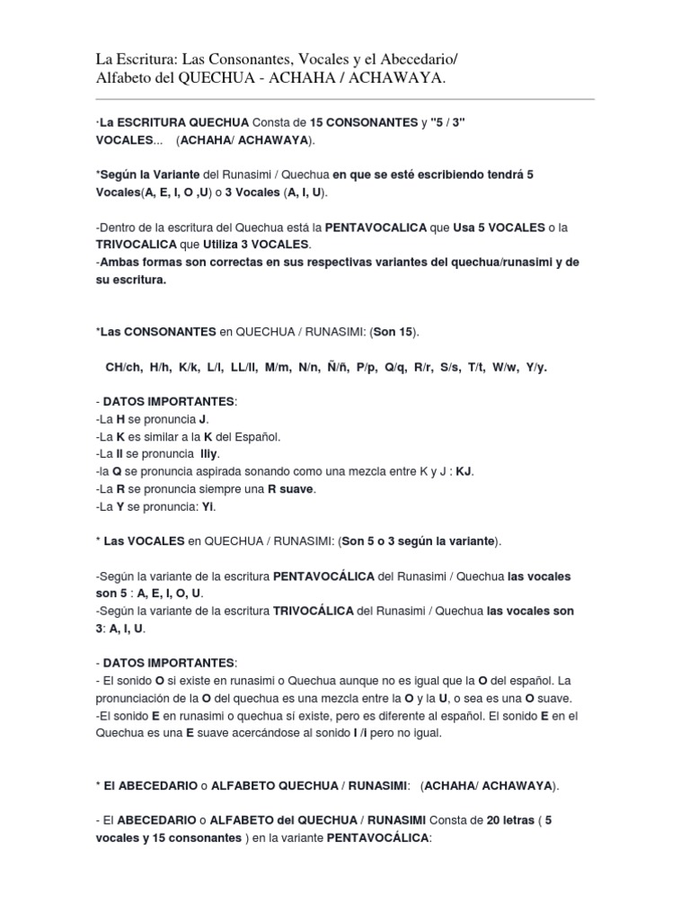 Cómo Escribir en Quechua | PDF | Los símbolos | Semiótica
