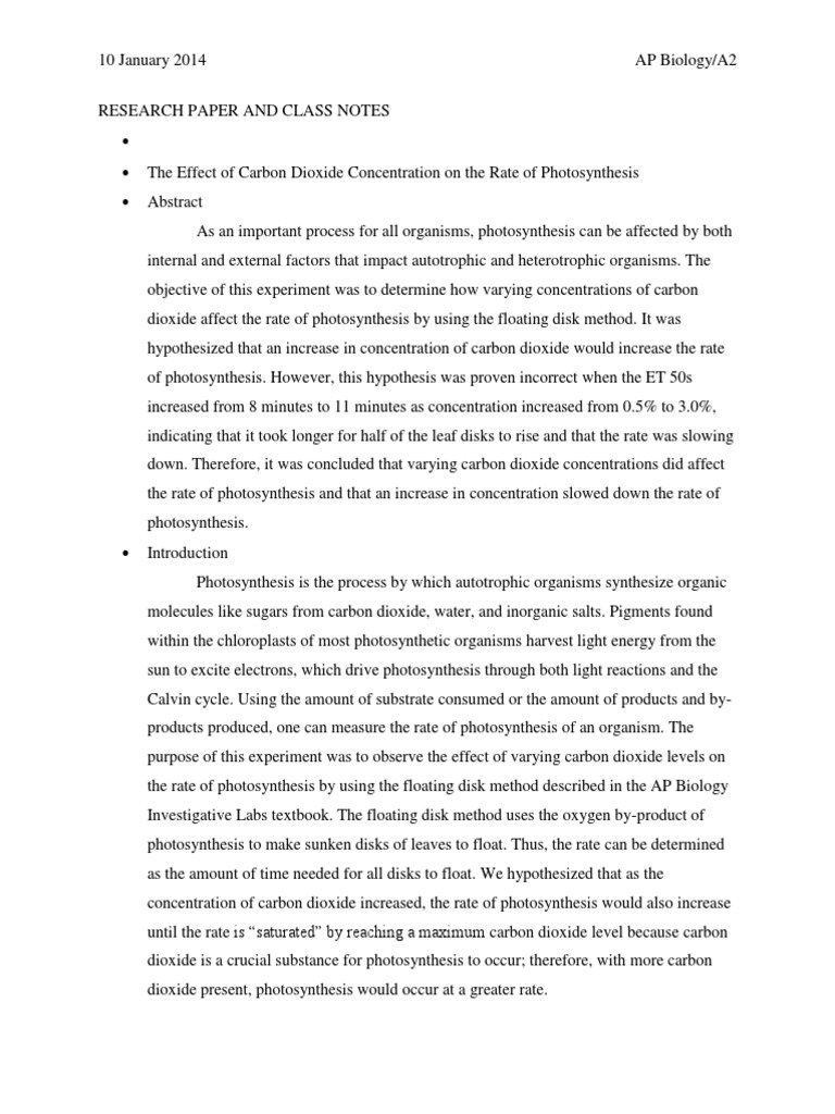 Sample Lab Report | PDF | Photosynthesis | Chemistry
