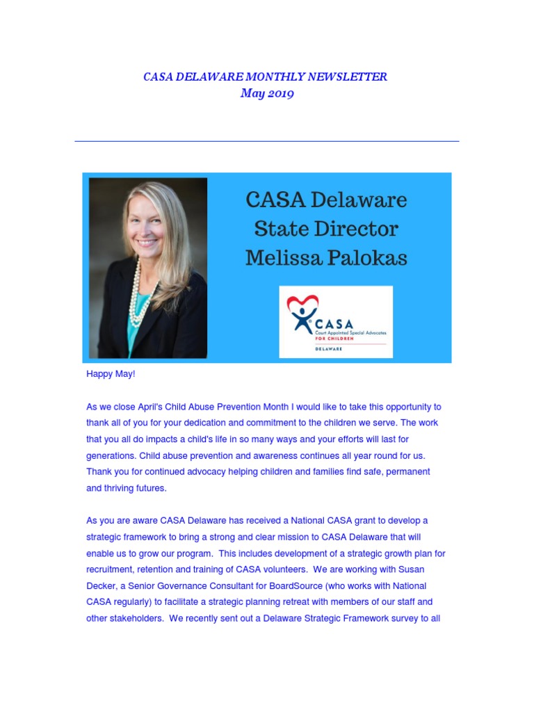 Casa Delaware Monthly Newsletter | PDF