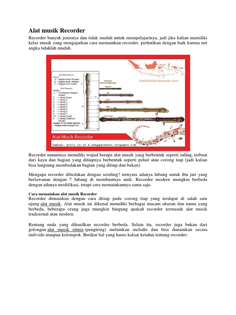 Alat Musik Recorder | PDF