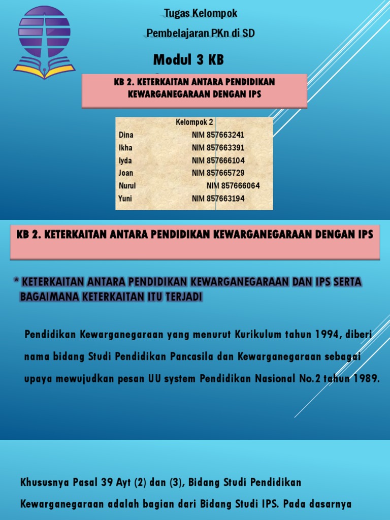 Modul 3 KB 2: KB 2. Keterkaitan Antara Pendidikan Kewarganegaraan Dengan Ips | PDF | Ilmu Sosial