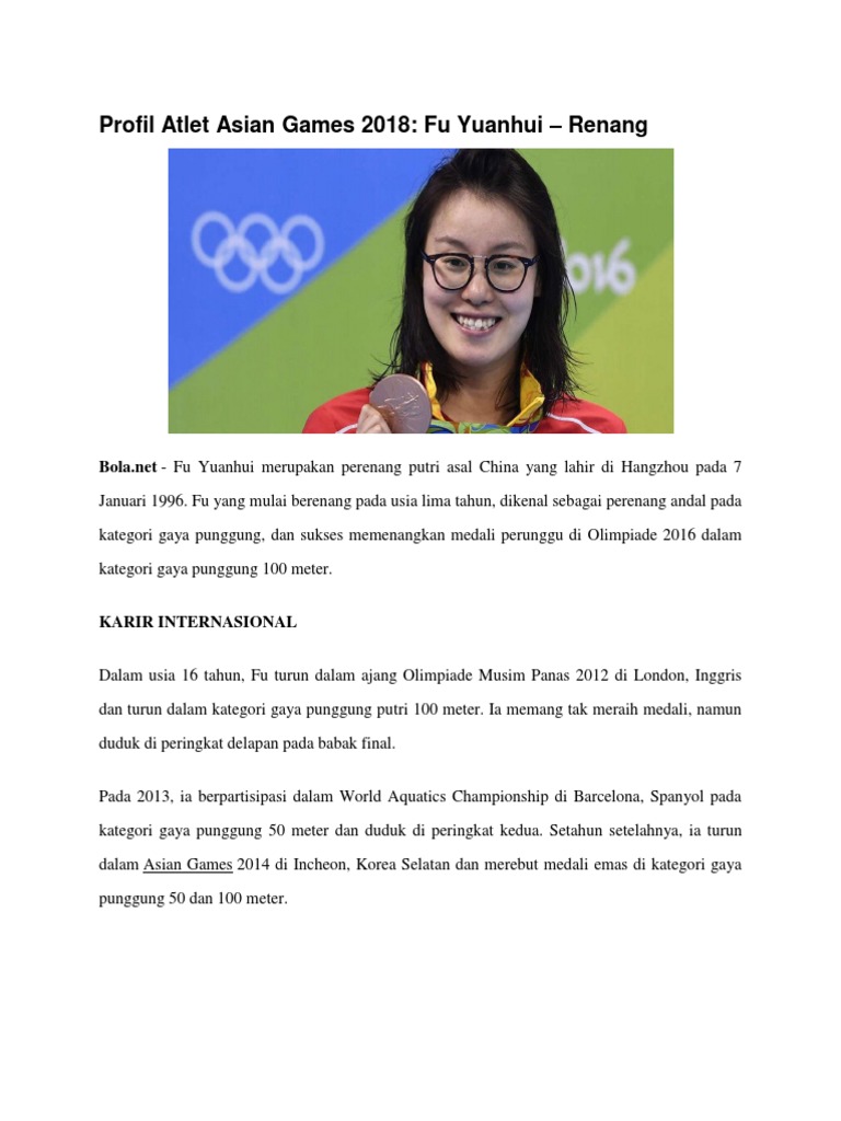 Profil Atlet Asian Games 2018 | PDF