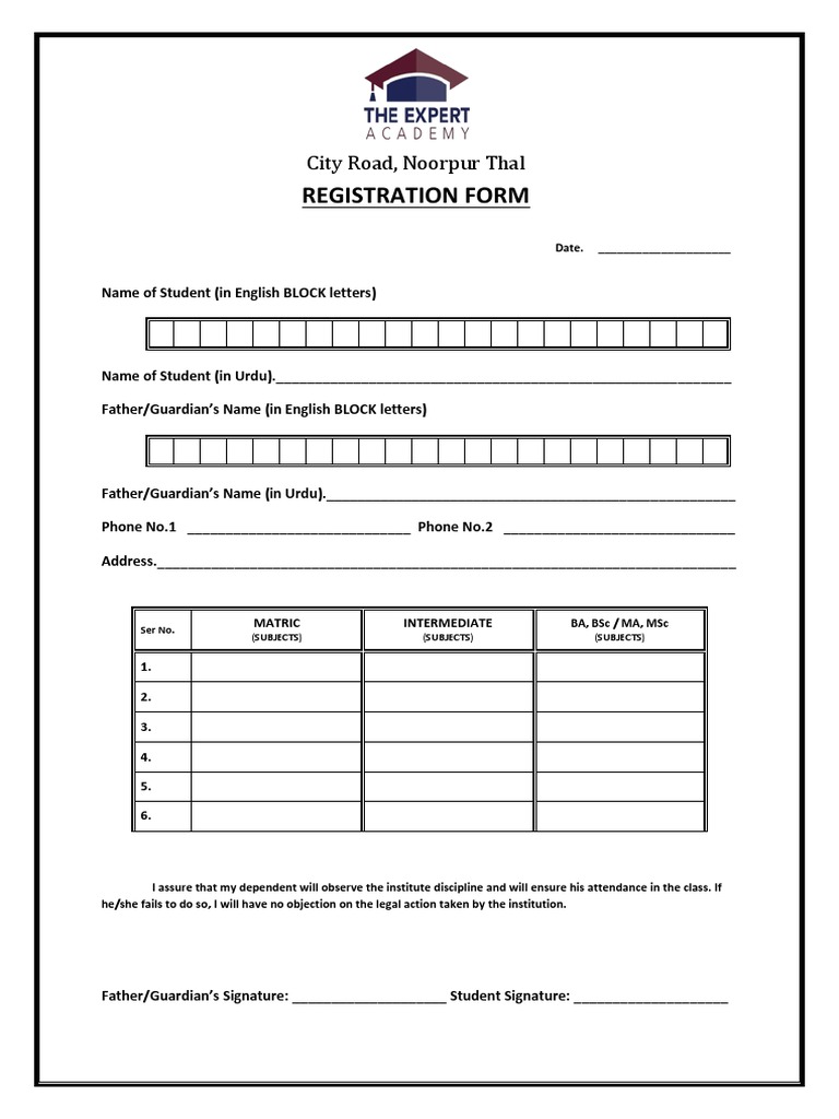 Academy Registartion Form | PDF