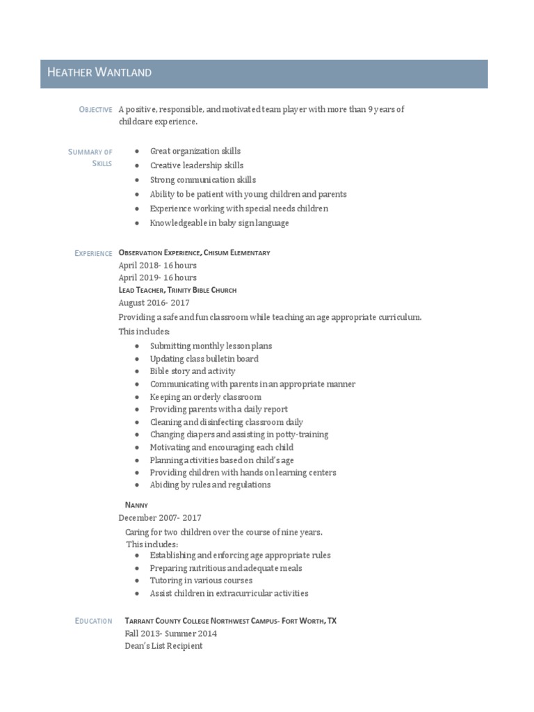 Heather Wantland Resume 284 29 1 | PDF