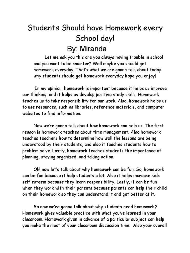 Why Students Need Daily Homework | PDF