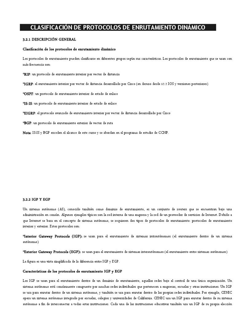 Clasificación de Protocolos de Enrutamiento Dinámico | PDF | Enrutador (Computación) | Enrutamiento