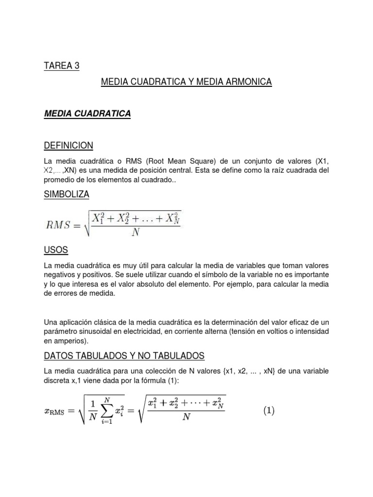 Media Cuadrática y Media Armónica: Definiciones, Cálculos y ...
