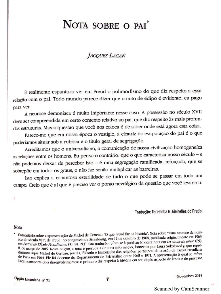 Nota Sobre o Pai Lacan | PDF