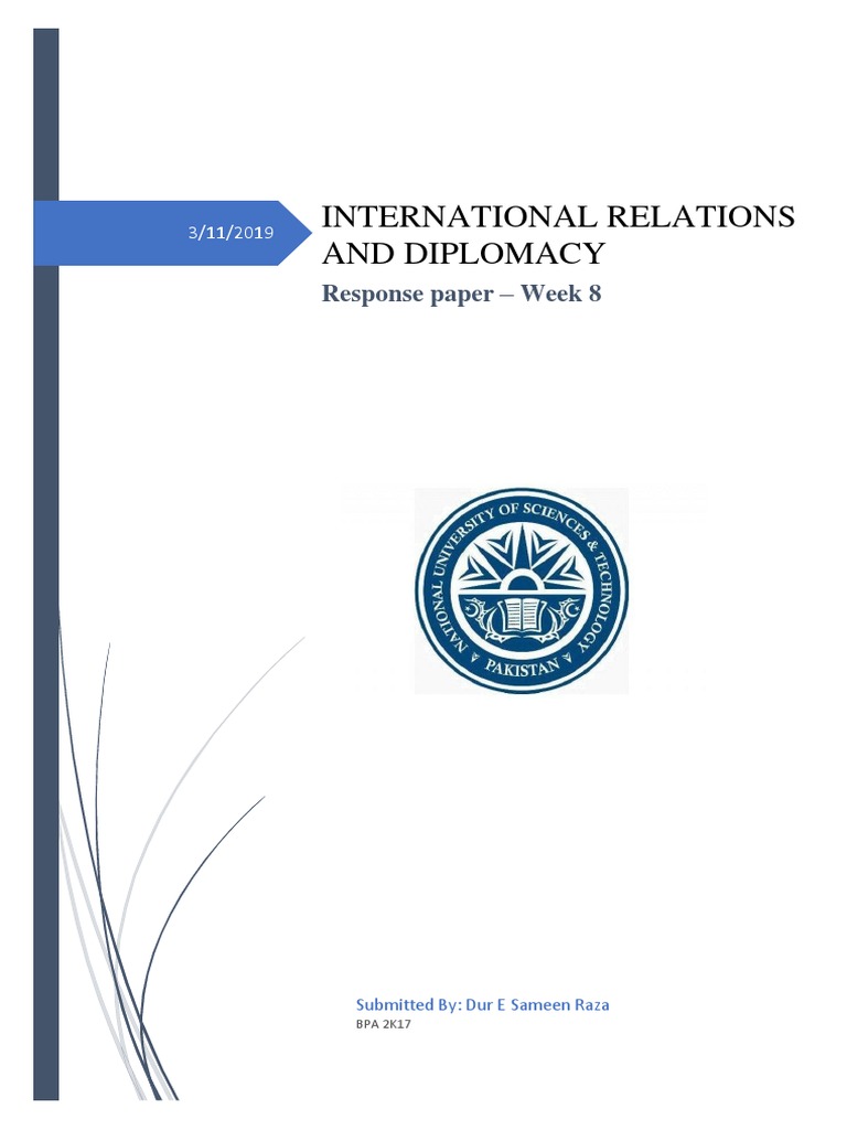 International Relations and Diplomacy: Response Paper - Week 8 | PDF ...