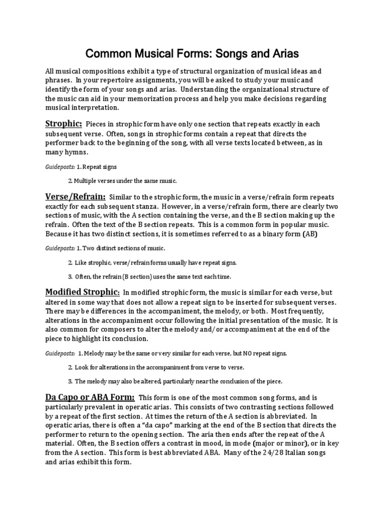 Common Musical Forms | PDF | Musical Forms | Refrain