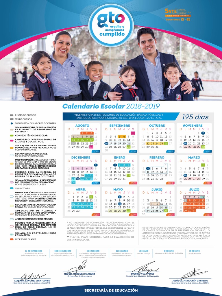Calendario Escolar 2018-2019 GTO | PDF