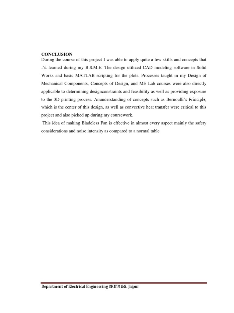 Conclusion: Department of Electrical Engineering SKITM&G, Jaipur | PDF