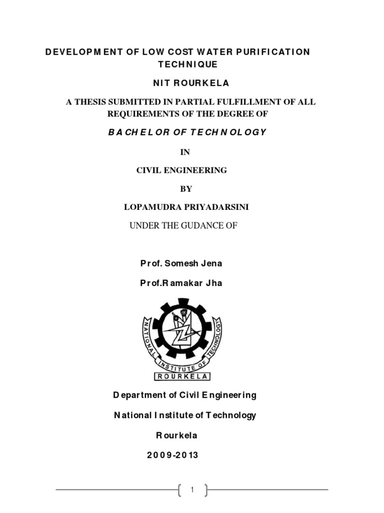 Development of Low-Cost Water Purification Techniques: A Study on ...