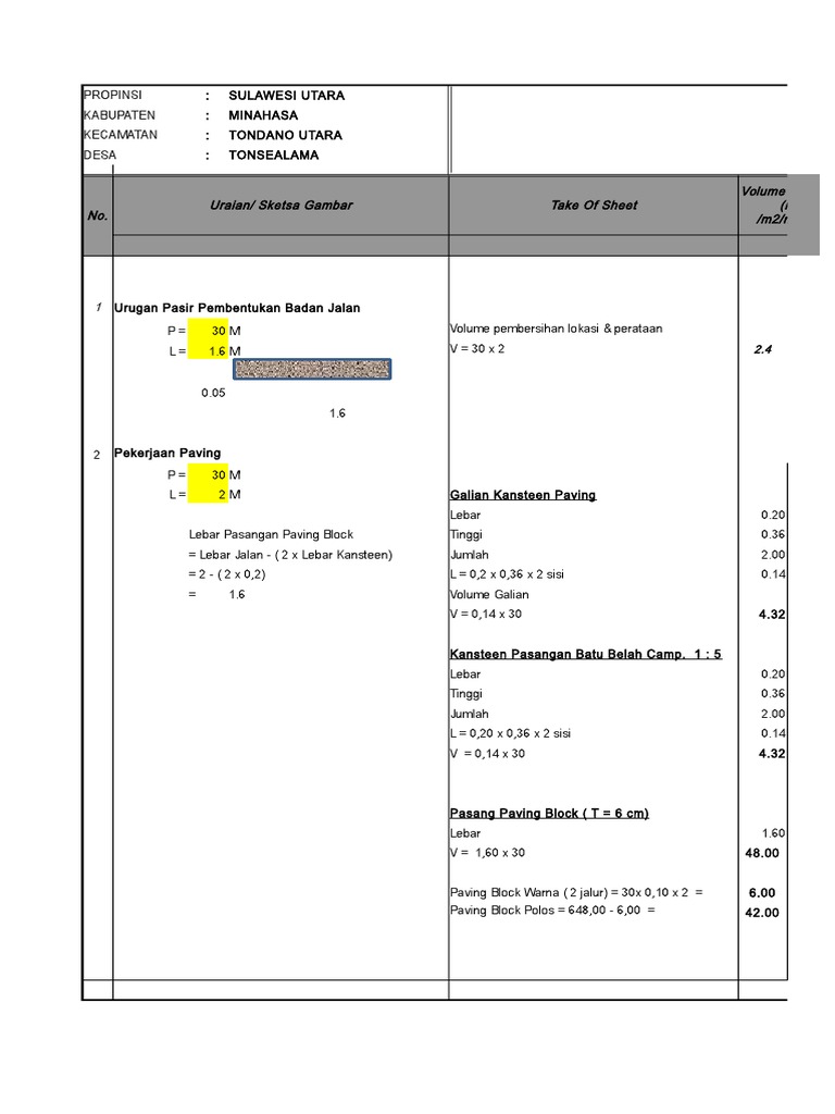 Contoh Rab Setapak Paving Block Tonsealama 2019 Jaga V | PDF | Indonesian People