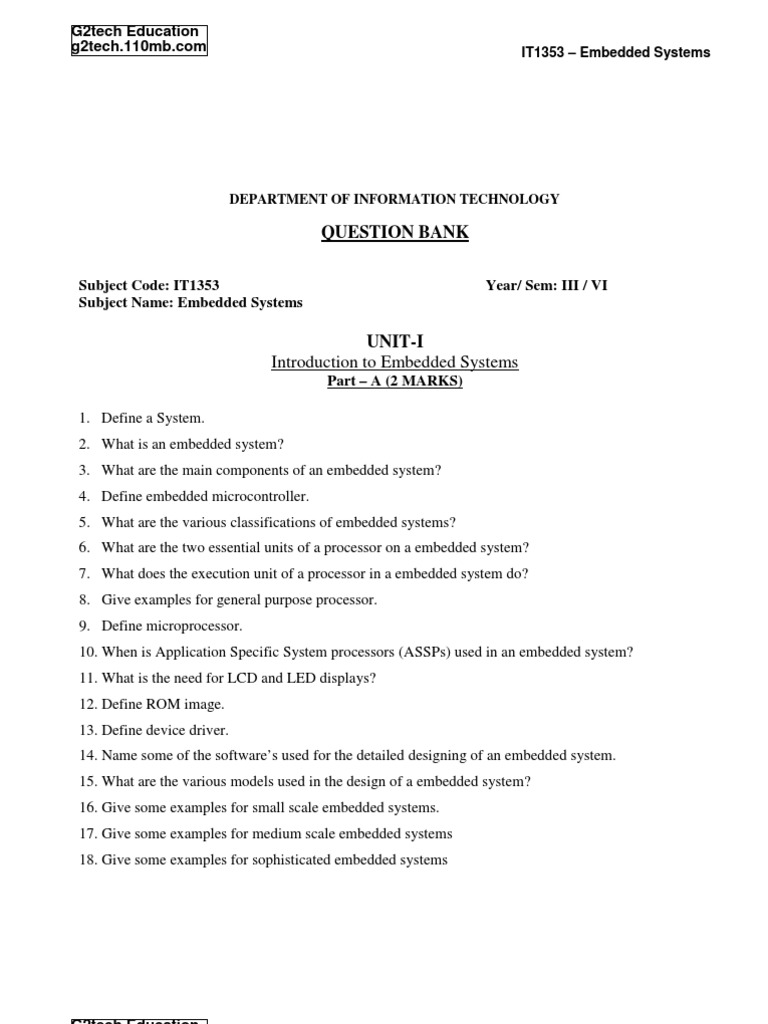 IT1353 Embedded System | Download Free PDF | Embedded System | Scheduling (Computing)