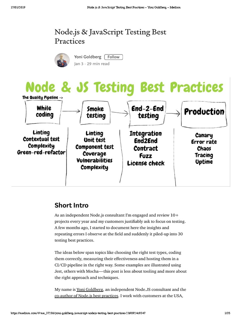 Node - Js & JavaScript Testing Best Practices - Yoni Goldberg - Medium ...