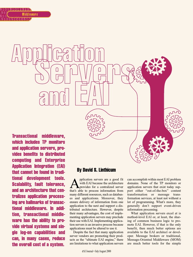 Application Server and EAI | PDF | Enterprise Java Beans | Component ...