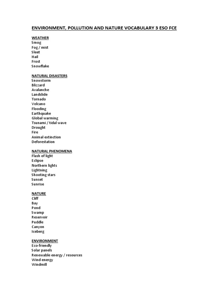 Pollution Vocab 3 Eso Fce | PDF