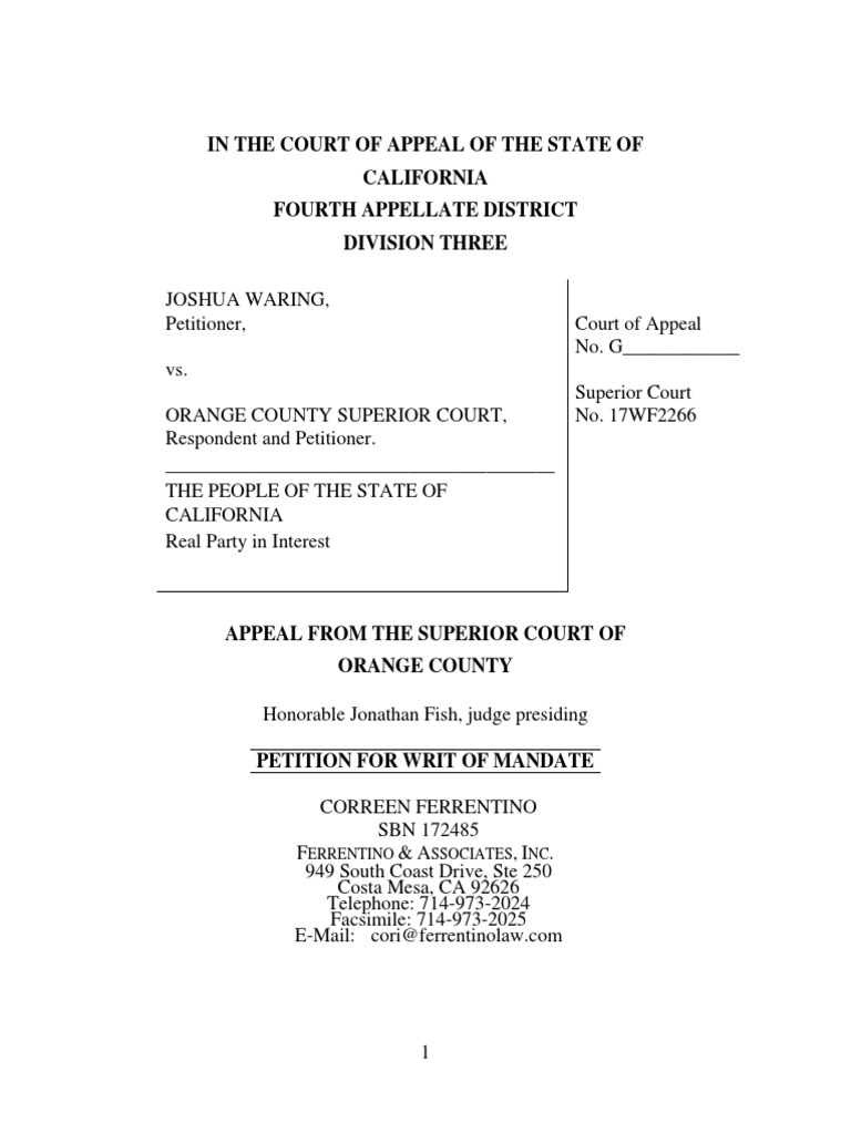Waring Petition For Writ of Mandate Finals With Tables | PDF ...