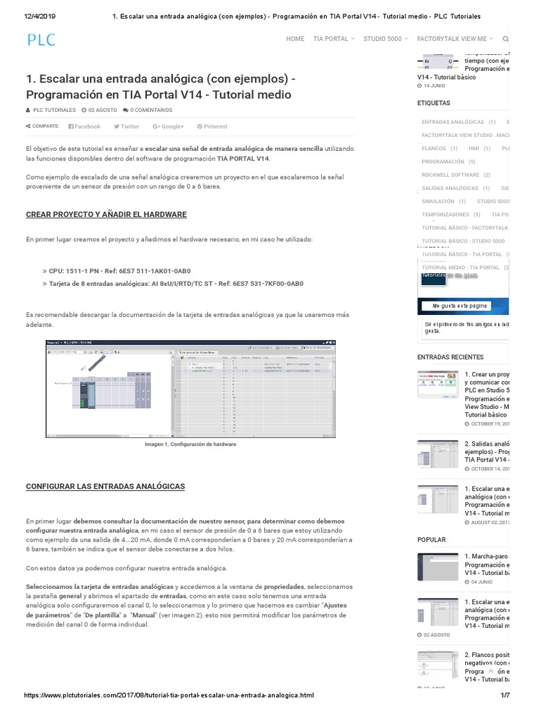 1. Escalar Una Entrada Analógica (Con Ejemplos) - Programación en TIA ...